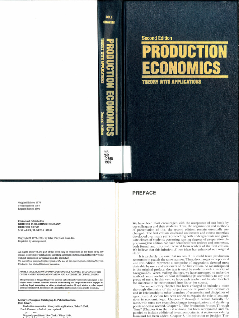 John P. Doll, Frank Orazem - Production Economics - Theory With ...
