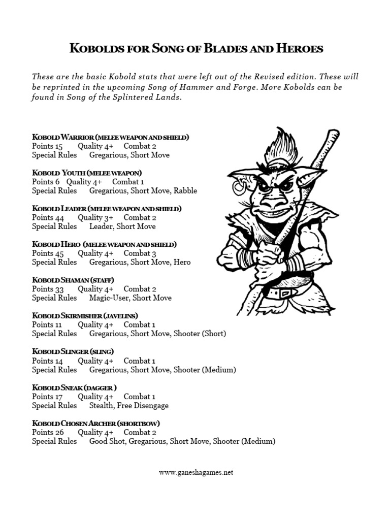 Kobolds For Song of Blades and Heroes | PDF | History