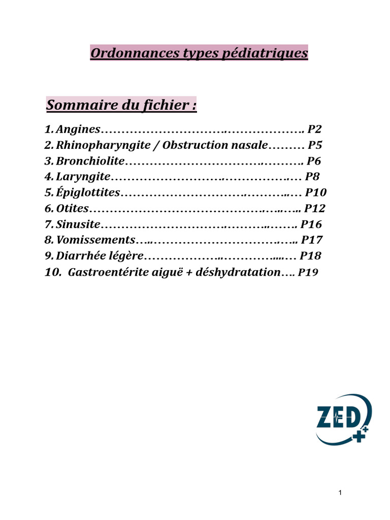 Ordonnances Types en Pédiatrie | PDF | Rhume | Maladies et troubles