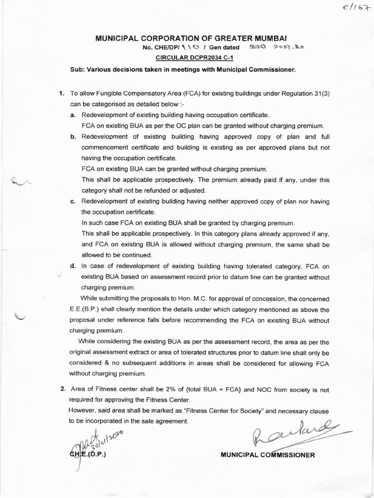 30-01-2020 MCGM CHE - DP - 110 - GEN (2019-20) - C-1 Various Decisions Taken in Meetings With MC ...