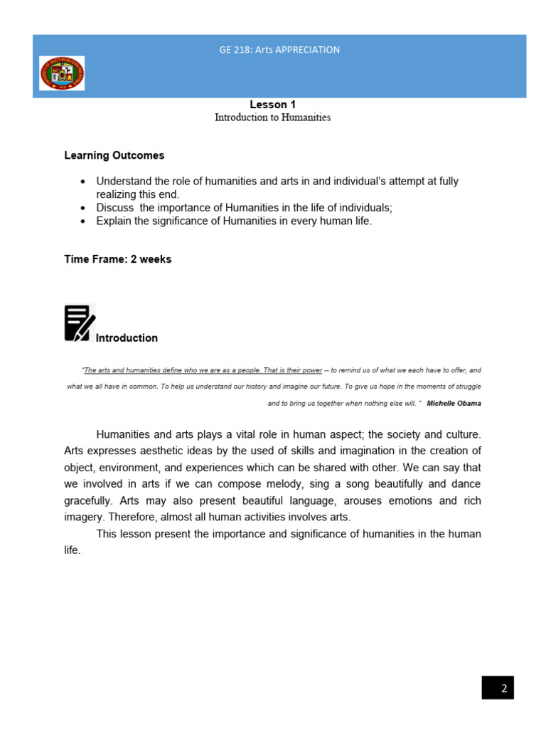 Module 1-Lesson 1 | PDF | The Arts | Humanities