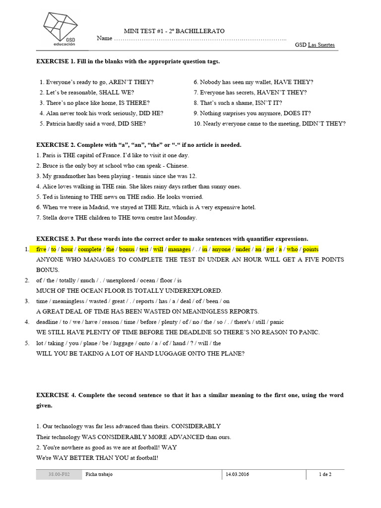 Mini Exam 1 KEY | PDF