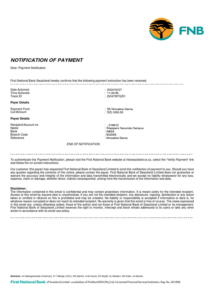 Payment Notification MG | PDF | Payments