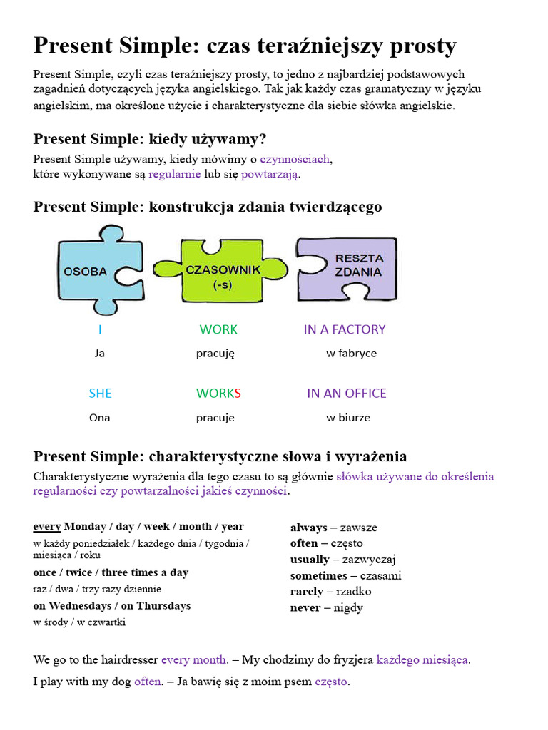 Present Simple i Present Continuous | PDF