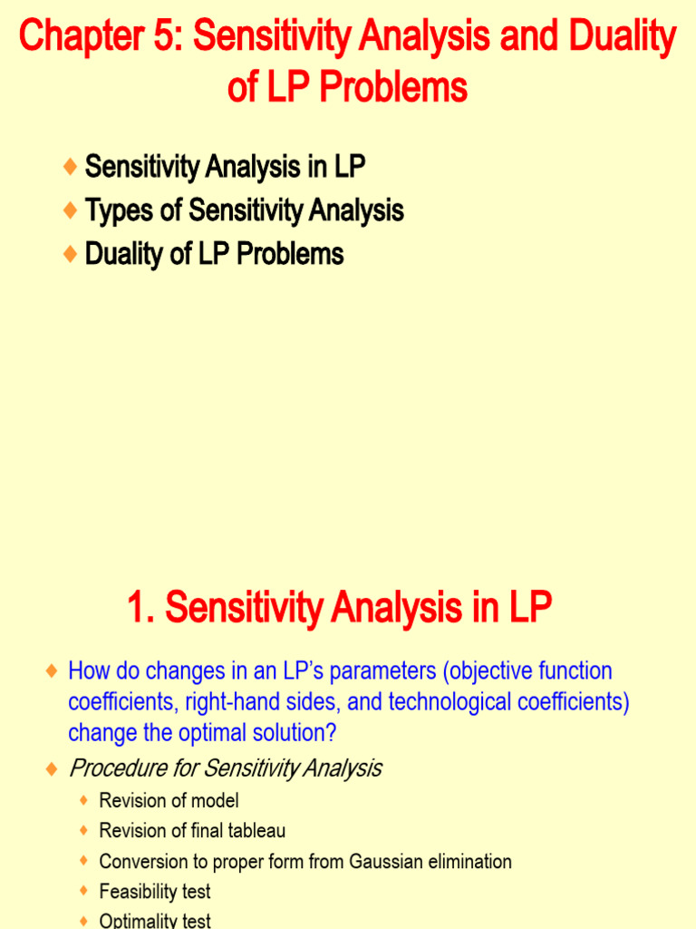 LP Sensitivity Analysis and Duality Guide | PDF | Mathematical Optimization | Algorithms