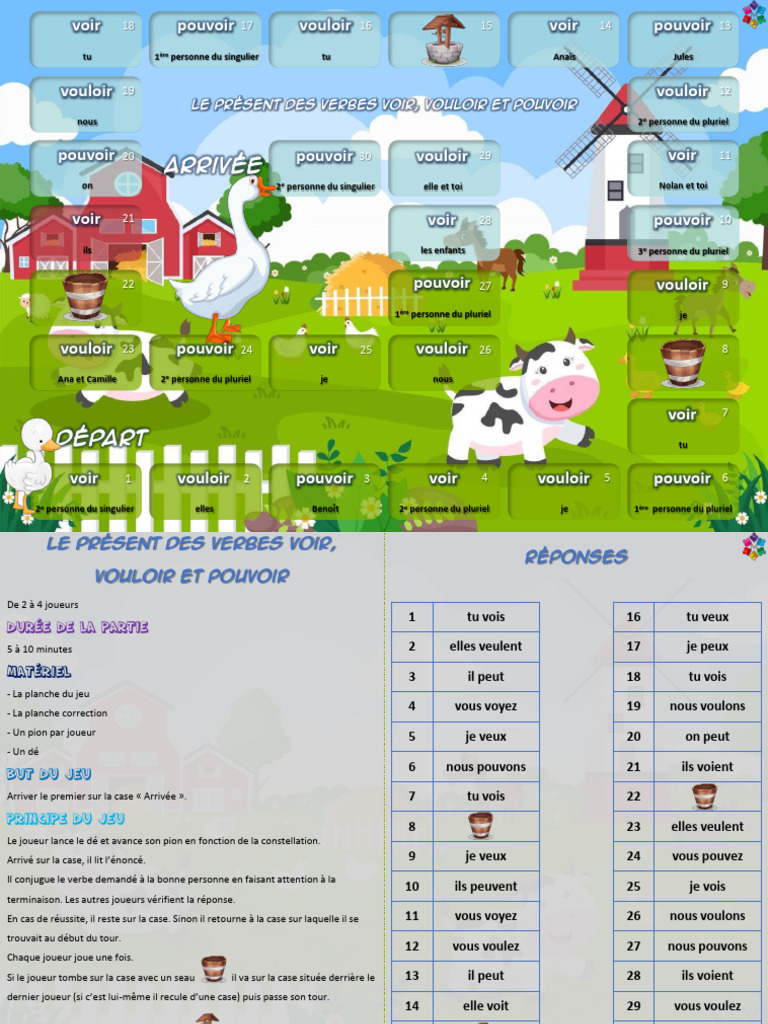 Jeu - Conjugaison - CE2-CM - Le Présent Des Verbes Voir Vouloir Et ...