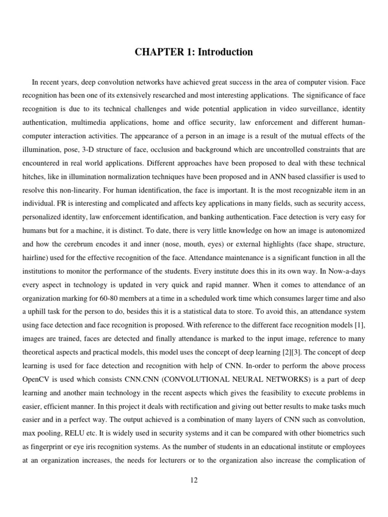 Face Recognition Based Attendance System Pdf Deep Learning