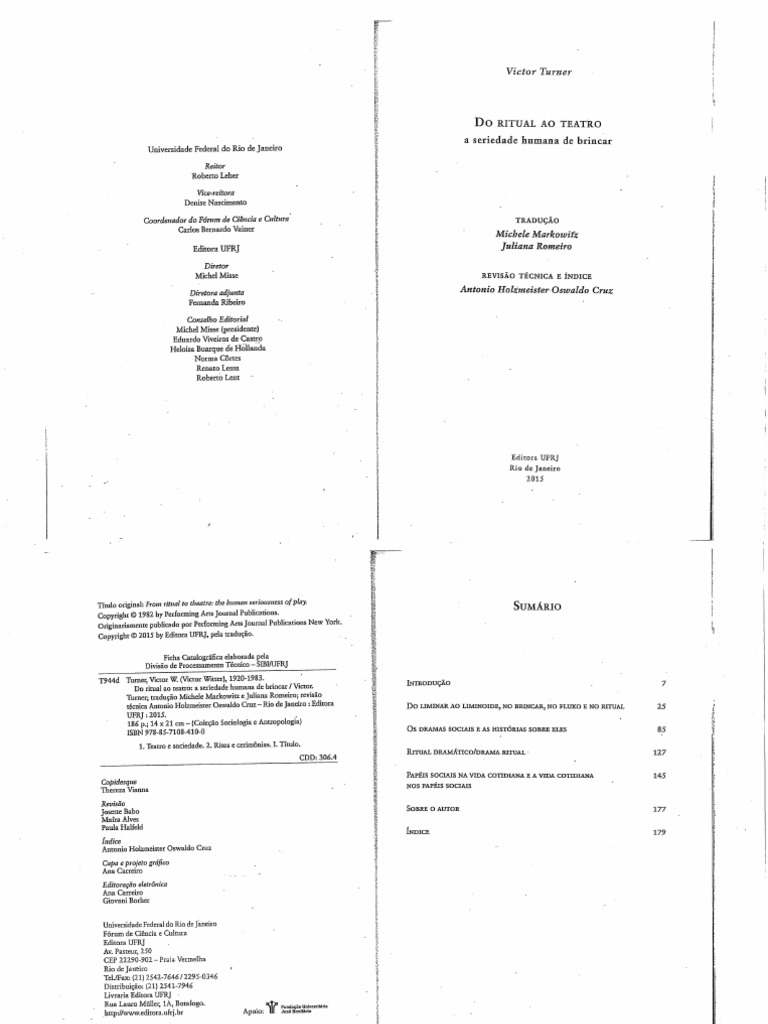 TURNER, Victor. Do Ritual Ao Teatro | PDF