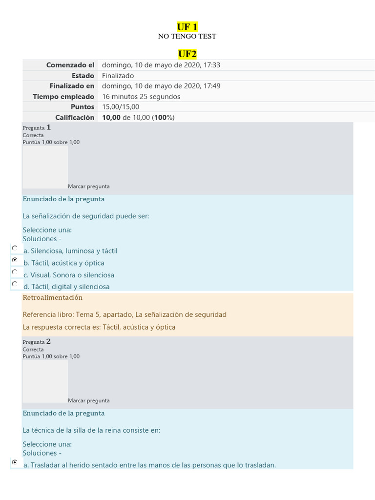 TEST_FOL_Manuel | PDF | Primeros auxilios | Medicina
