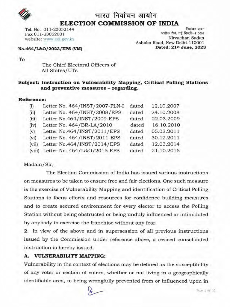 Instruction On Vulnerability Mapping, Critical Polling Stations and ...