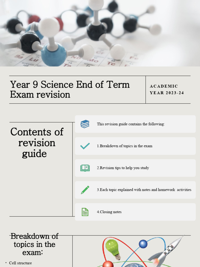 Year 9 Science Revision Guide | PDF | Cell (Biology) | Chloroplast