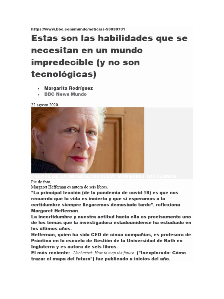 Estas Son Las Habilidades Que Se Necesitan en Un Mundo Impredecible ...