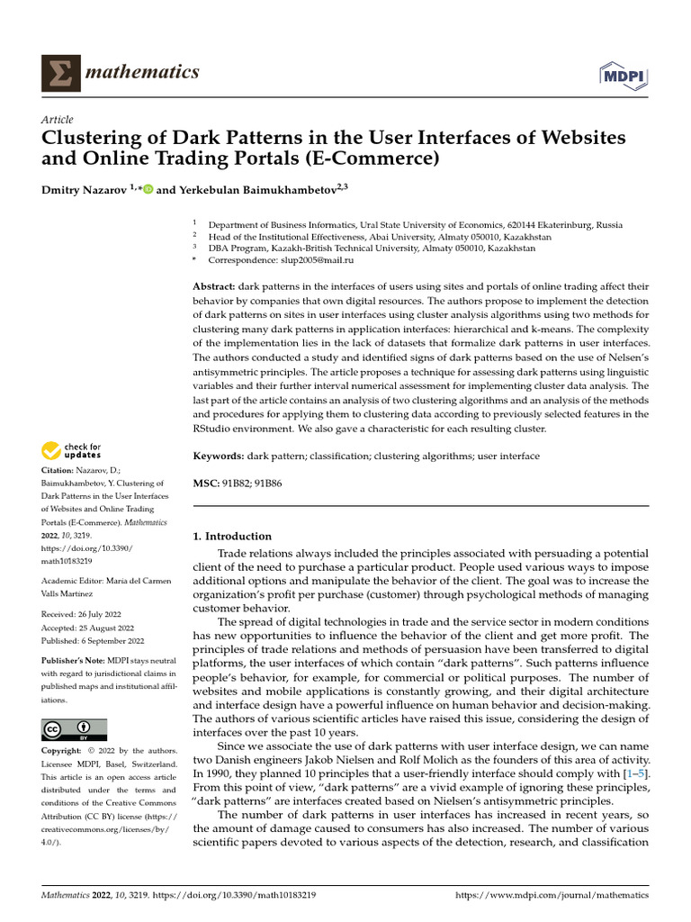 DarkPatterns Researchpaper 02 | PDF | Cluster Analysis | Statistical Classification
