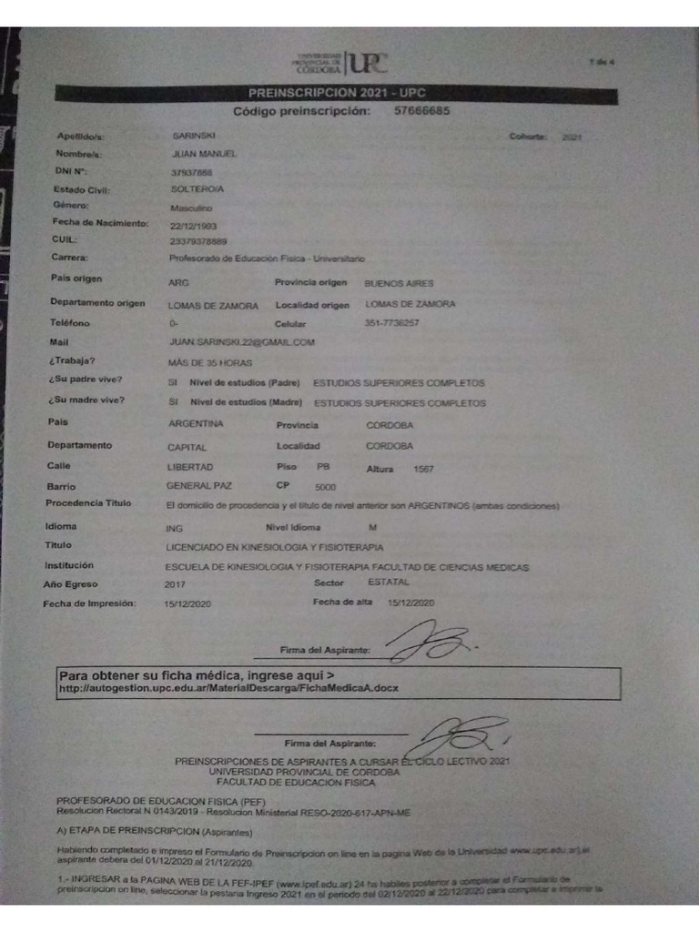 PEF Formulario Sarinski 37937888 | PDF