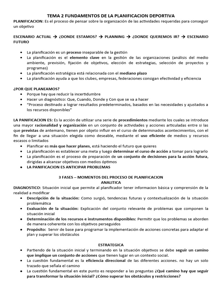 TEMA 2 FUNDAMENTOS DE LA PLANIFICACION DEPORTIVA | PDF | Planificación ... TEMA 2 FUNDAMENTOS DE LA PLANIFICACION DEPORTIVA | PDF | Planificación ...