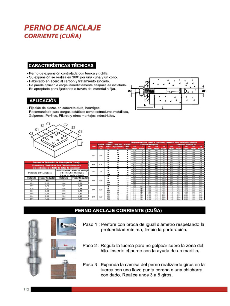 Ficha Tecnica Perno Expansivo | PDF
