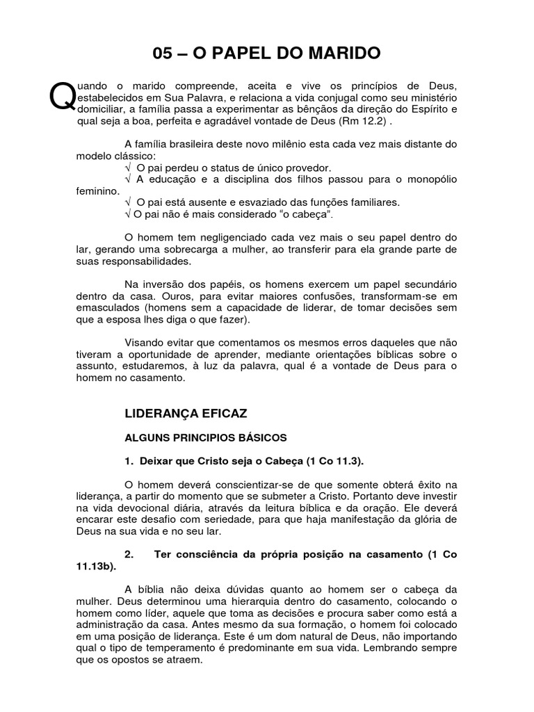 O Papel Do Marido Pdf Família Casamento