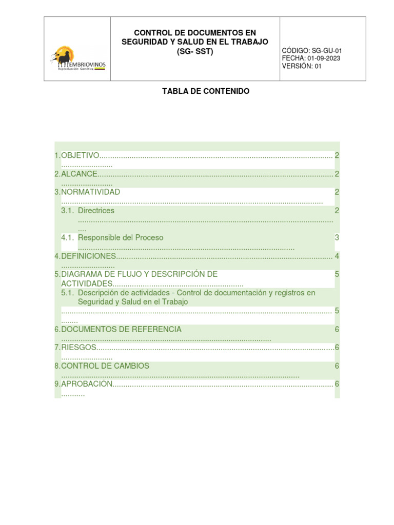 SG-GU-01 _Control_doc_y_registros_SST | PDF | Seguridad y salud ocupacional | Gestión de registros