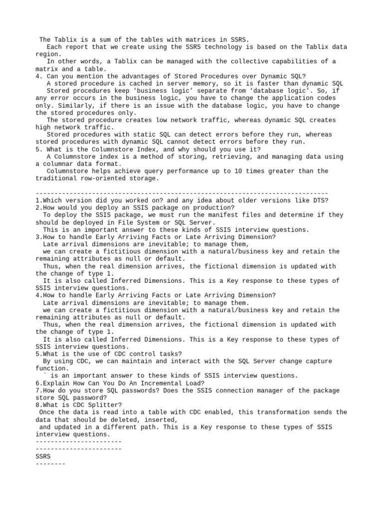 SSRS, SSIS, and SQL Server Insights | PDF | Microsoft Sql Server | Database Index