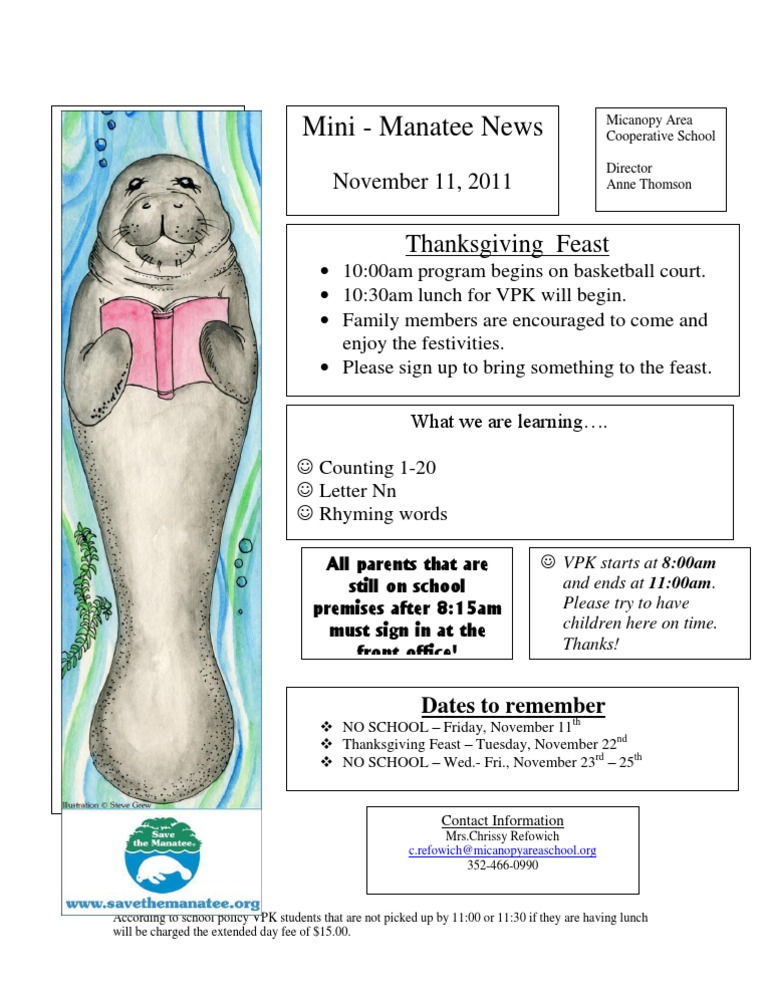 Mini - Manatee News: Thanksgiving Feast | PDF | Cooking, Food & Wine ...