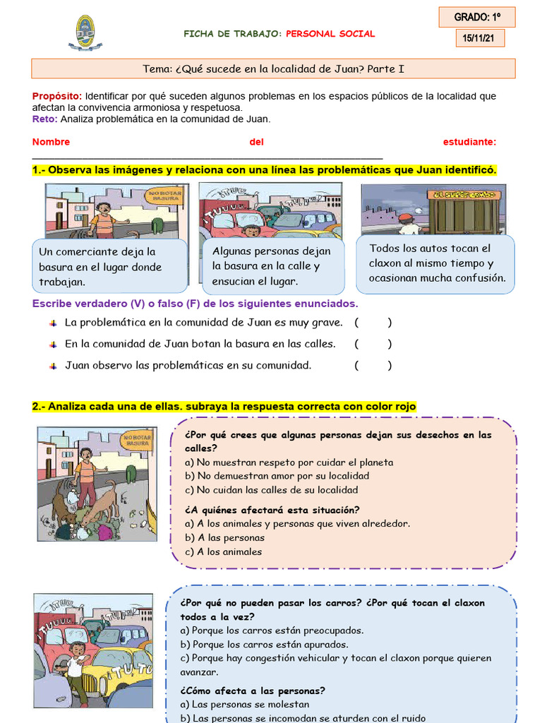 1° FICHA DE TRABAJO - de Personal Social | PDF 1° FICHA DE TRABAJO - de Personal Social | PDF
