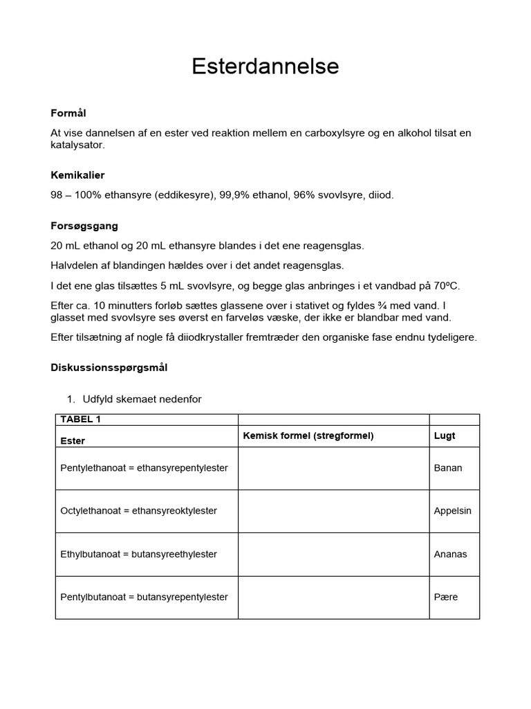 Øvelse - Esterdannelse | PDF