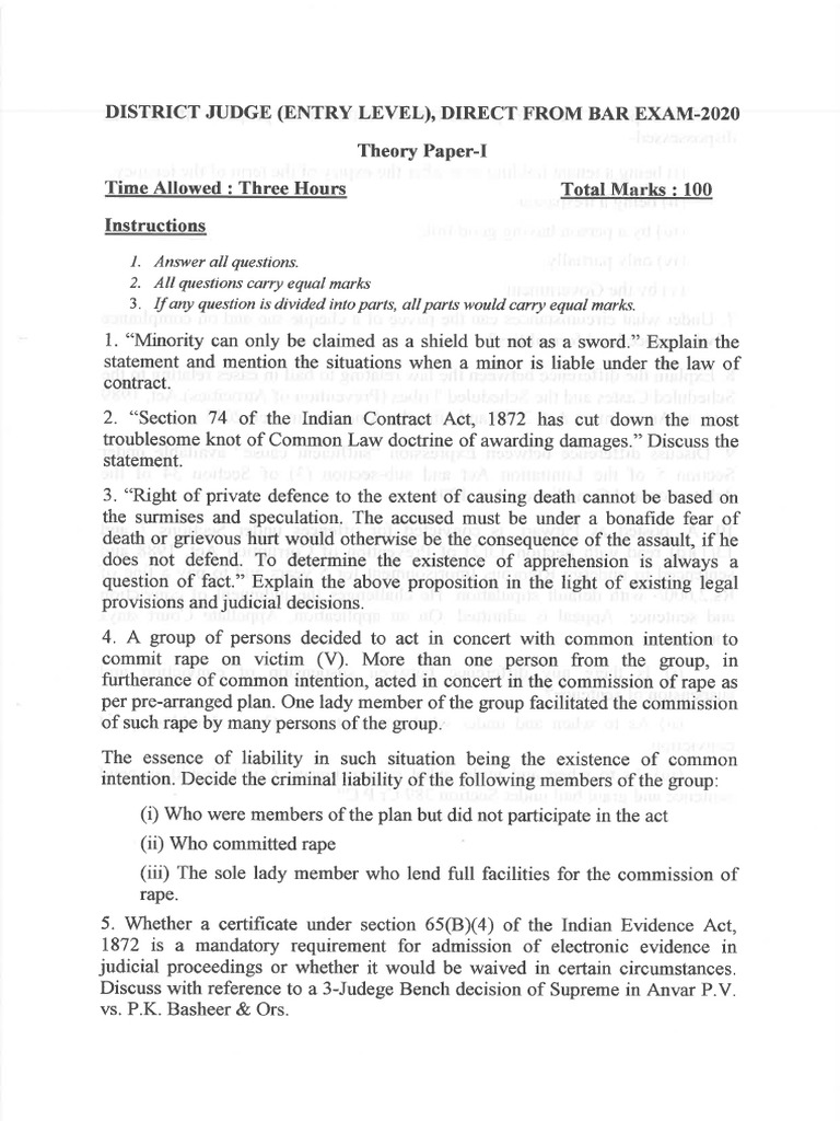 Mains Exam 2020 | PDF