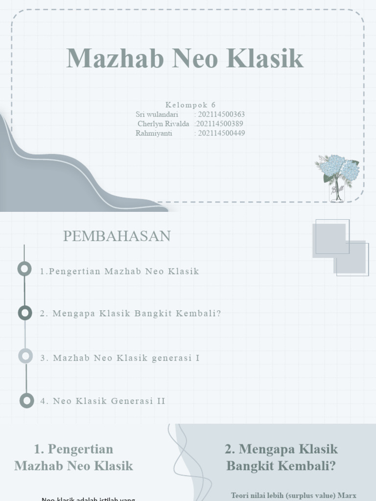 Pemikiran Mazhab Neo Klasik Ekonomi | PDF