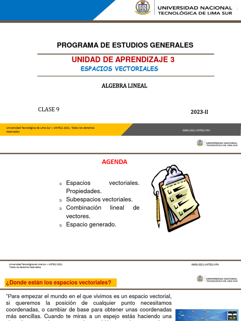 Espacios Vectoriales Clase 9 | PDF | Espacio vectorial | Vector Euclidiano