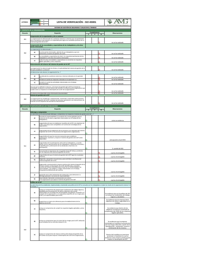 Checklist, Ejemplo | Descargar gratis PDF | Planificación | Evaluación