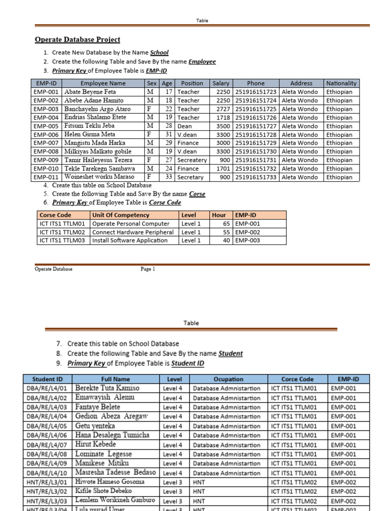 Operate Database Project Table | PDF | Data Management Software | Information Technology Management