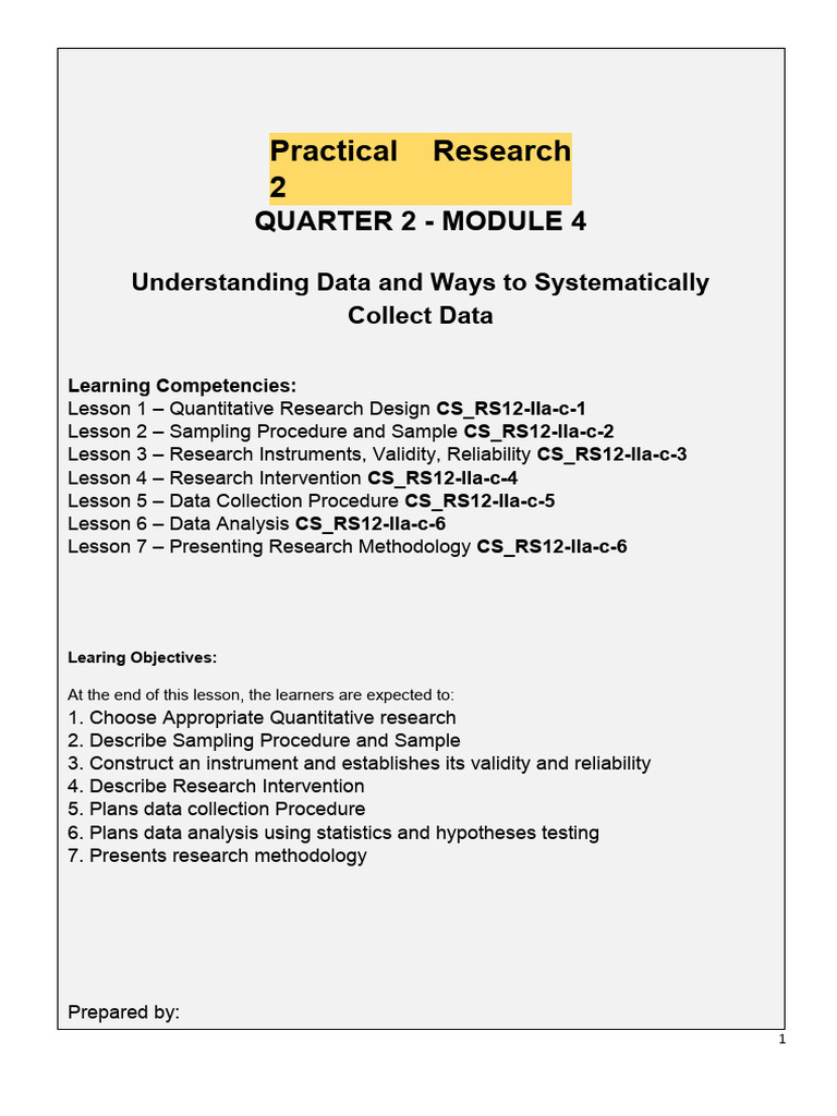 Prac2 q4 Mod4.No Answer Key (1) | PDF | Sampling (Statistics) | Validity (Statistics)