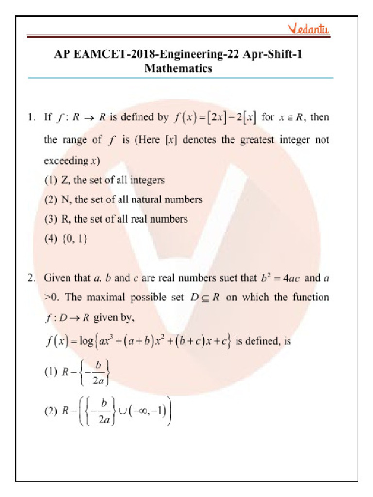 AP EAMCET 2018 Previous Year Question Papers With Solutions - 22nd ...