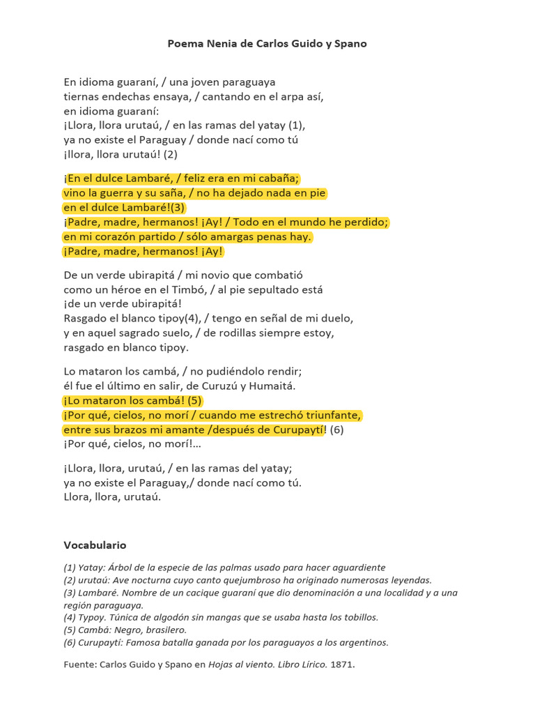 Poema Nenia Carlos Guido Spano | PDF