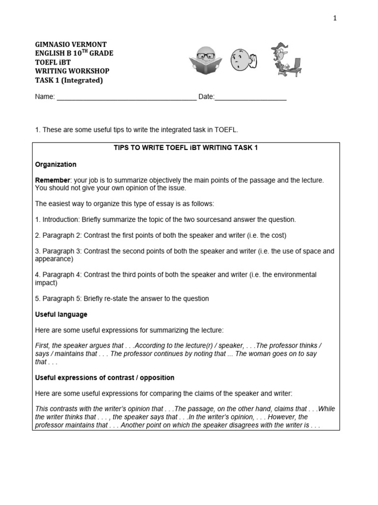 TOEFL Writing Workshop Task 1 | PDF | Lecture