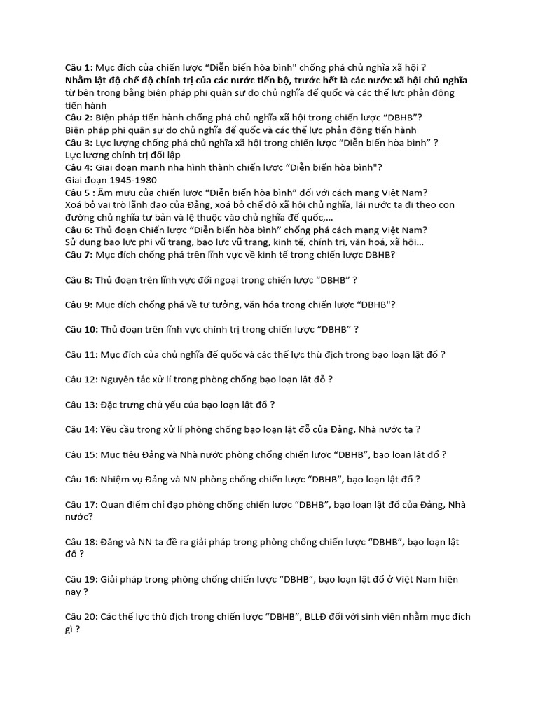 Câu Hỏi HP2 GDQP-AN VMU | PDF