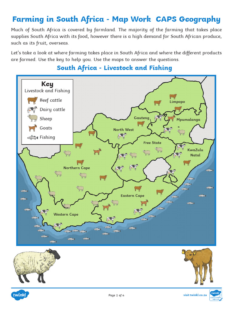 Za Ss 32 Farming in South Africa Map Work Caps Geography Ver 6 | PDF | Agriculture | Farms