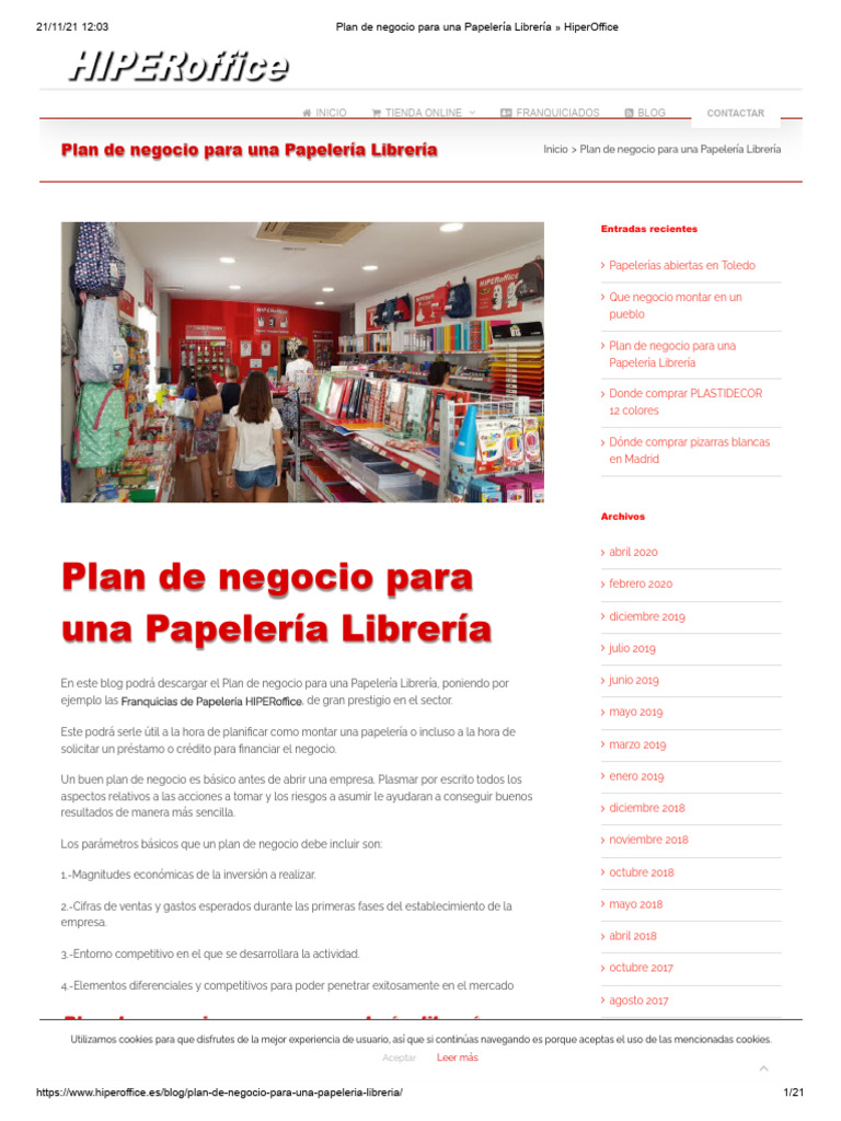 Plan de Negocio para Una Papelería Librería HiperOffice | Descargar ...