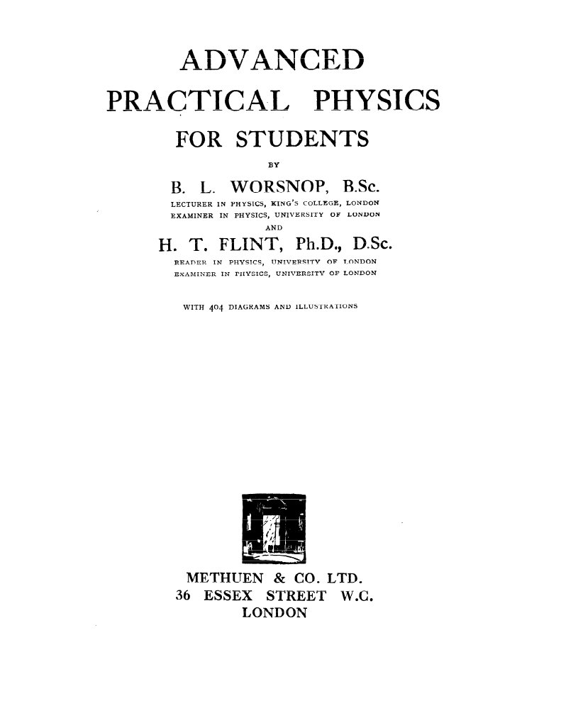 Advanced Practical Physics Worsnop and Flint | PDF