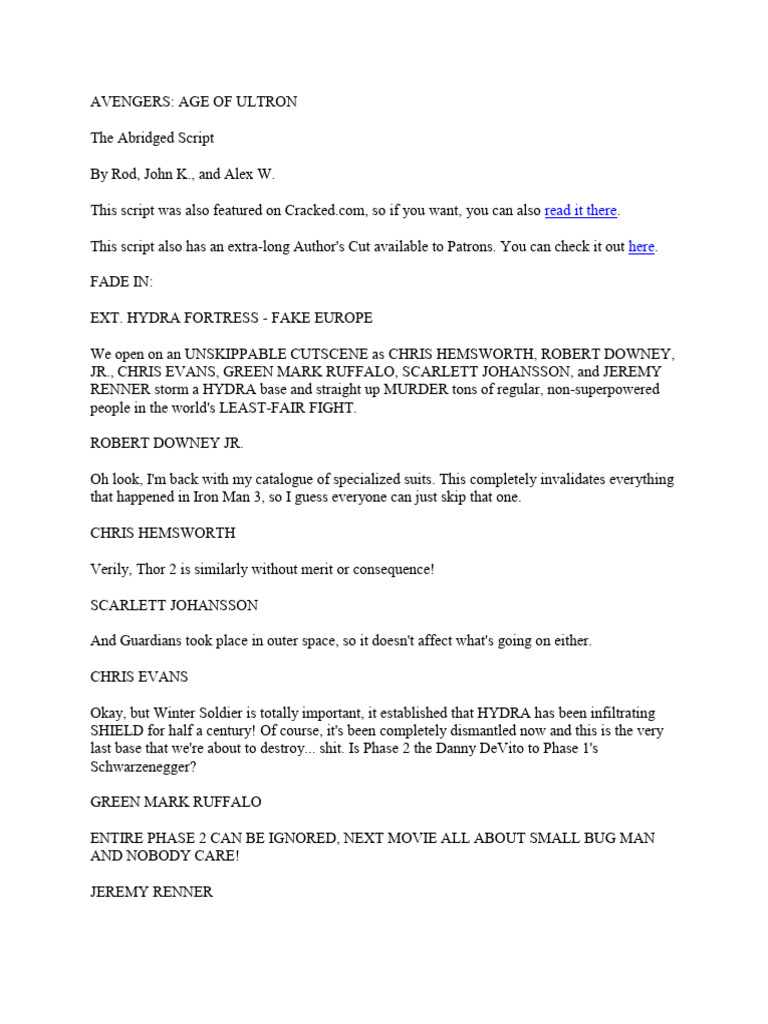 Captain America Drama Script | PDF | Young Adult