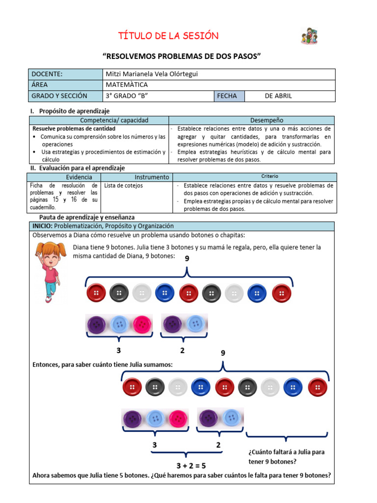 Problemas Matemáticos de Dos Pasos | PDF | Aprendizaje | Evaluación