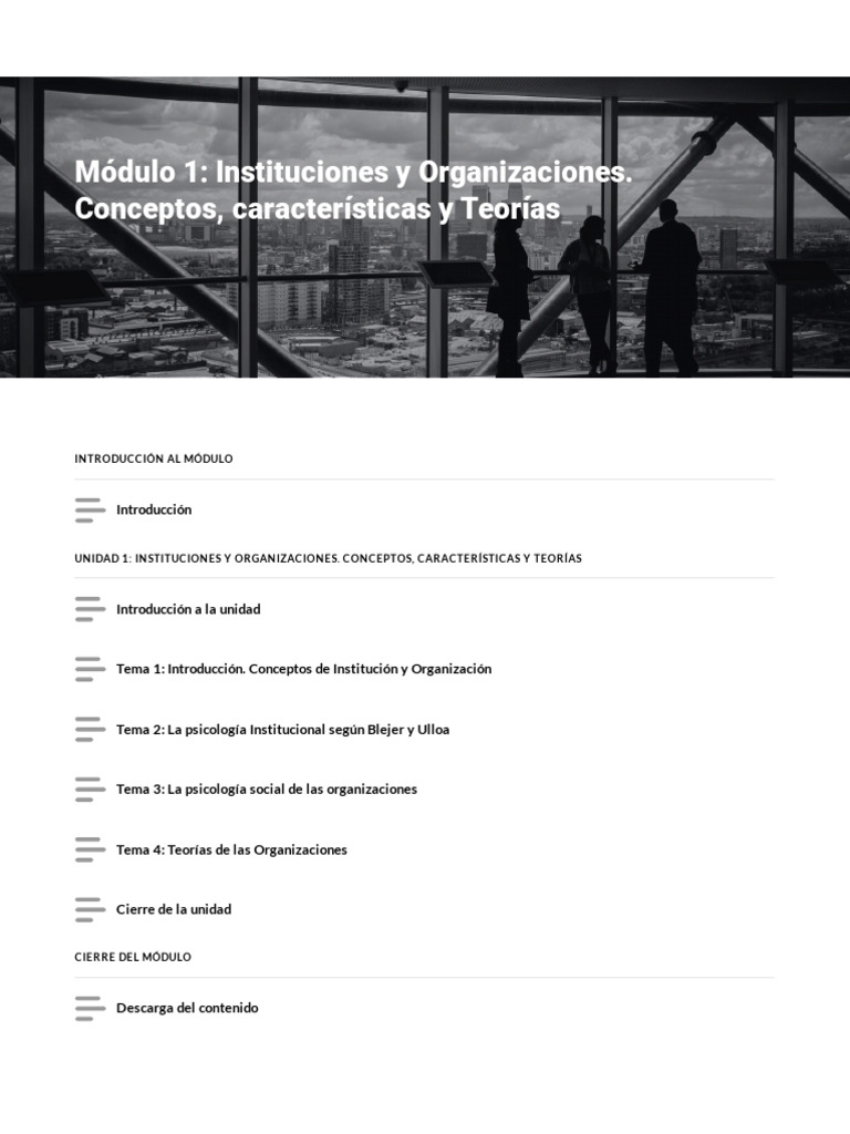 Módulo 1: Instituciones y Organizaciones. Conceptos, Características y Teorías | PDF ...