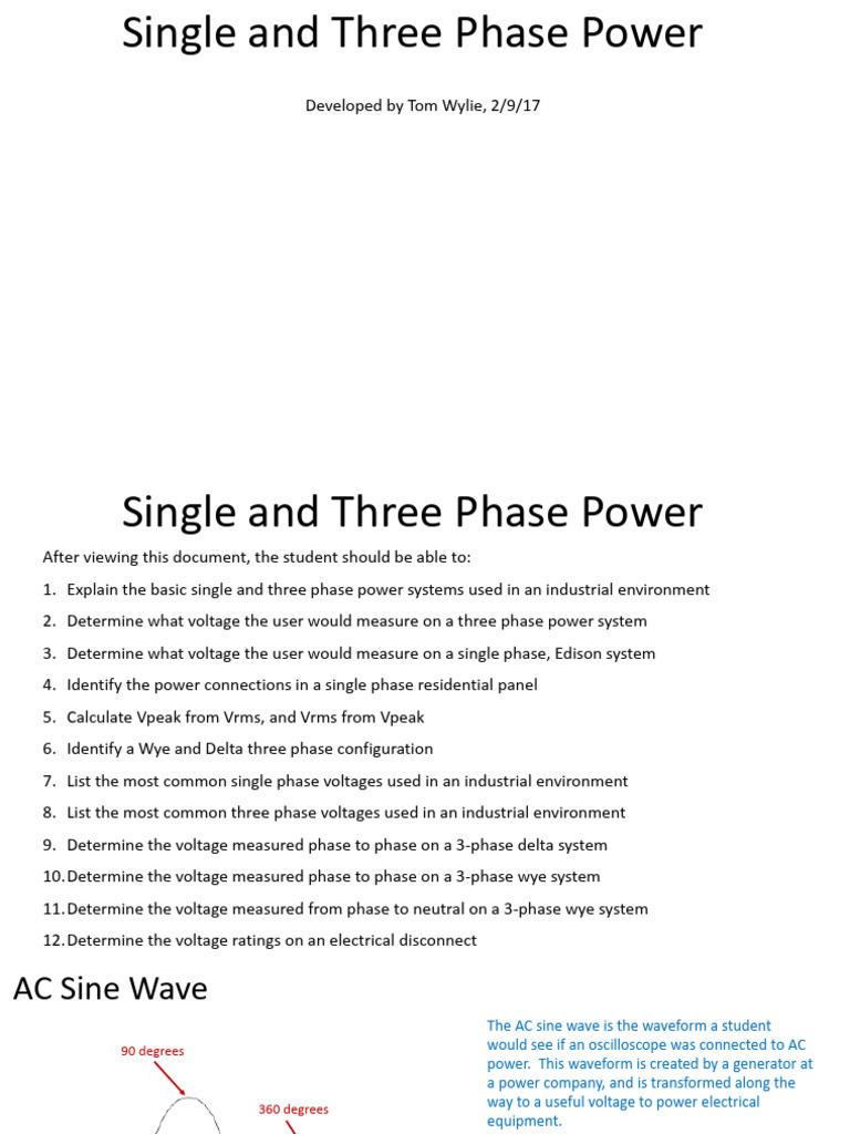 IND223 Module 1 Single and Three Phase Systems | PDF | Mains Electricity | Root Mean Square
