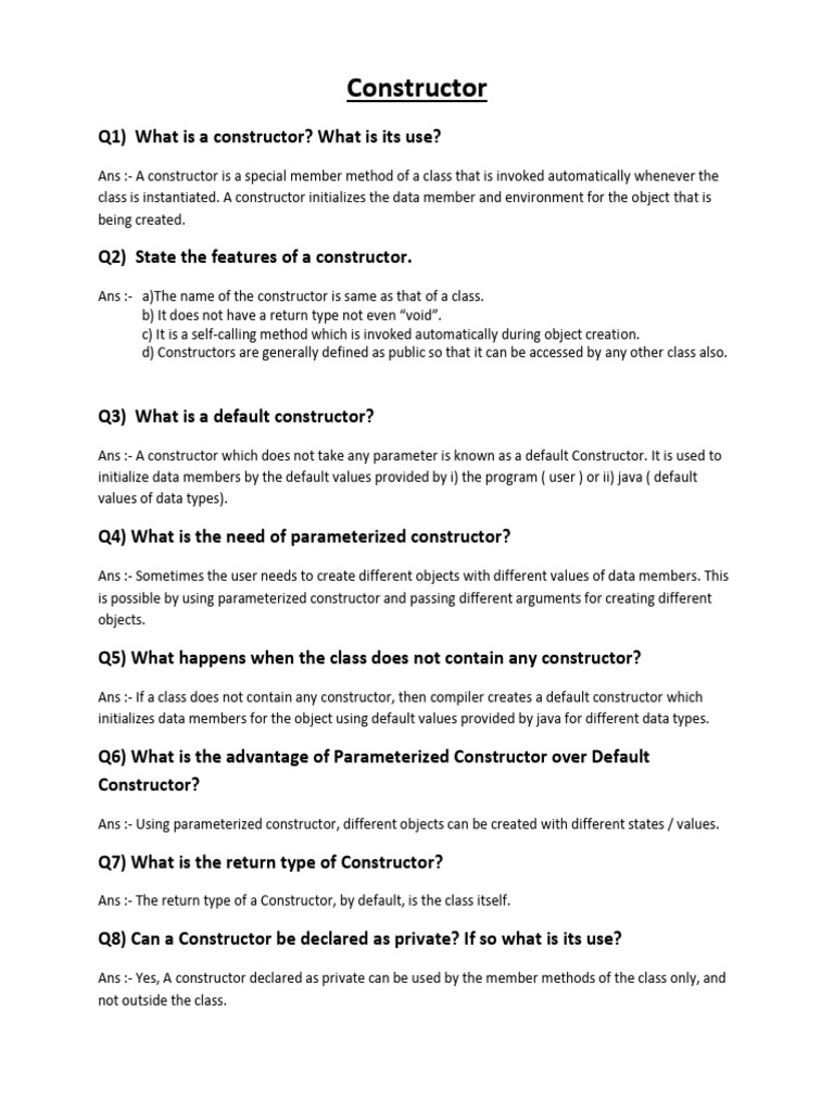 Constructor | PDF | Constructor (Object Oriented Programming) | Programming Constructor | PDF | Constructor (Object Oriented Programming) | Programming