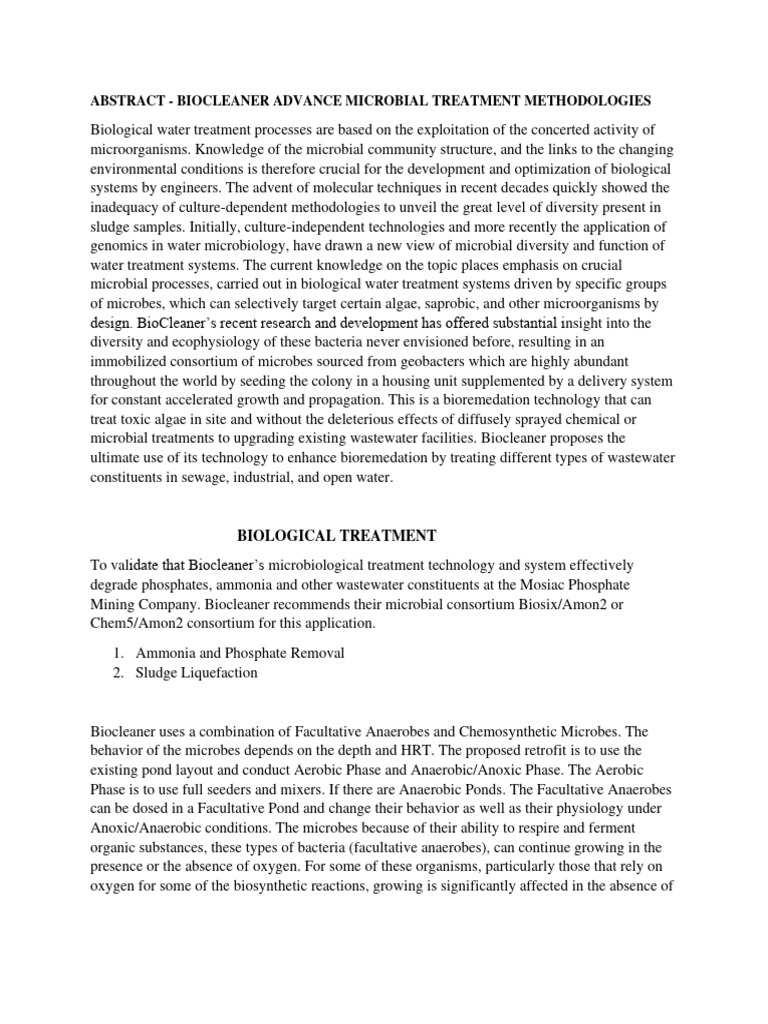 Abstract - Advance Microbial Treatment Methodologies | PDF ...