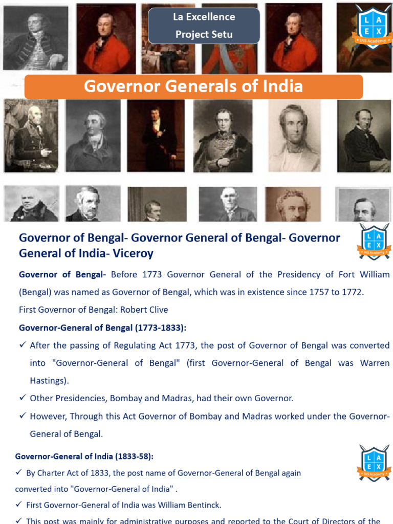 Governors-General of India Overview | PDF | British Empire | Indian ...