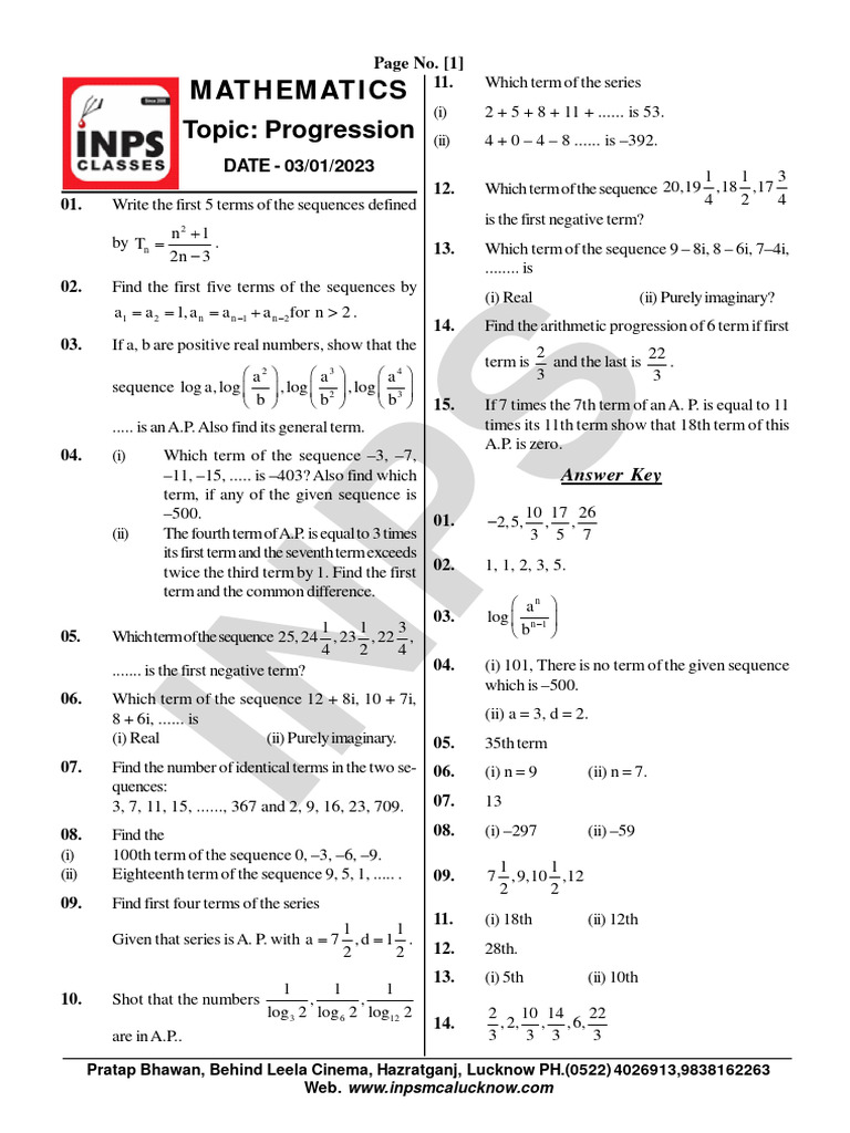 Progression | Download Free PDF | Real Number | Mathematical Concepts