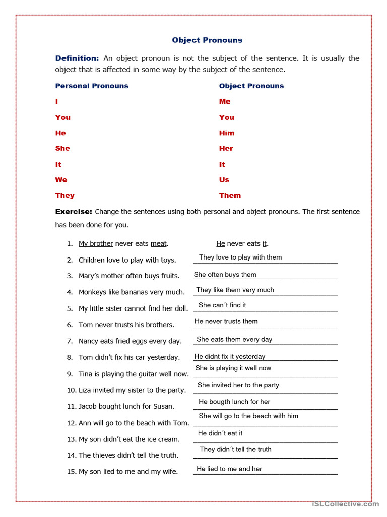 Object Pronouns | PDF | Grammar | Syntax