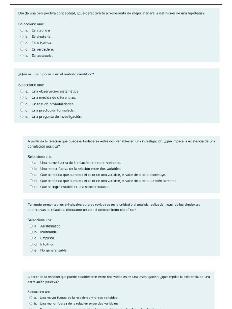 Preguntas Control 1 INTRODUCCiÓN PSICO | PDF