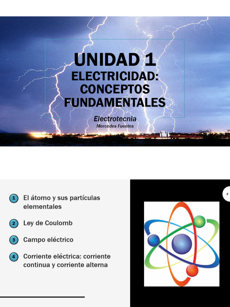U1 - Electricidad-Conceptos Fundamentales (pp1-12) | PDF | Protón | Carga eléctrica